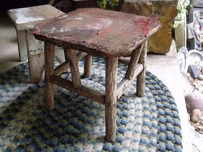 Rustic Primitive Antique Hand Made Log Foot Stool Milking Stool ...