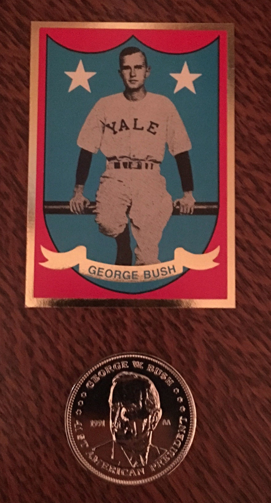 GEORGE H. BUSH YALE UNIVERSITY BASEBALL CARD & COMMEMORATIVE COIN ...