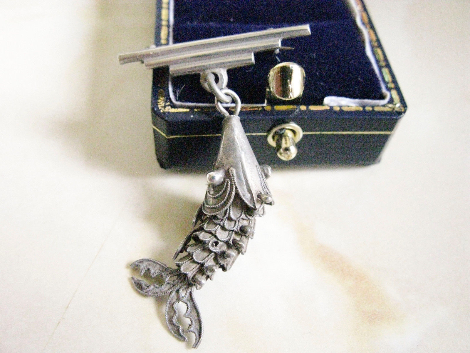 Antique Sterling Silver Articulated Fish Pin Brooch -- Antique Price ...
