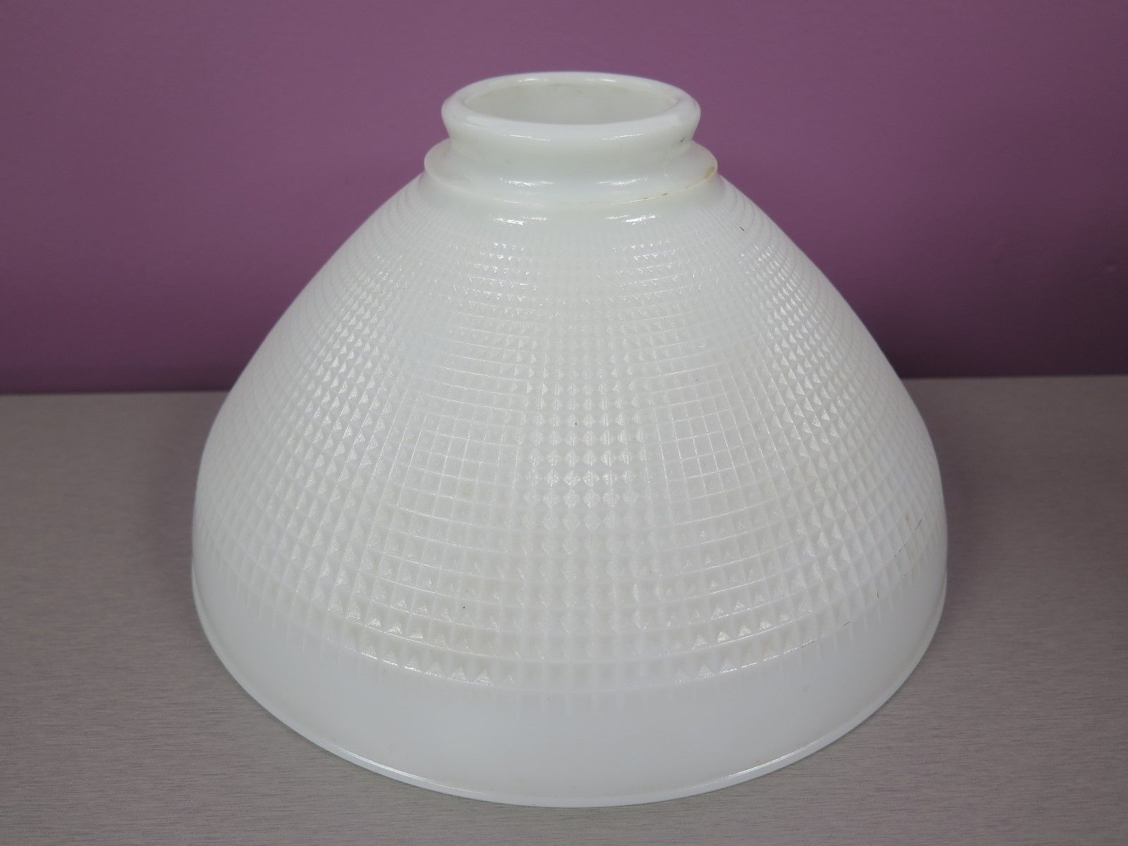 Vintage 10 Waffle Milk Glass Floor Lamp Shade Torchiere Diffuser Corning 824160 Antique