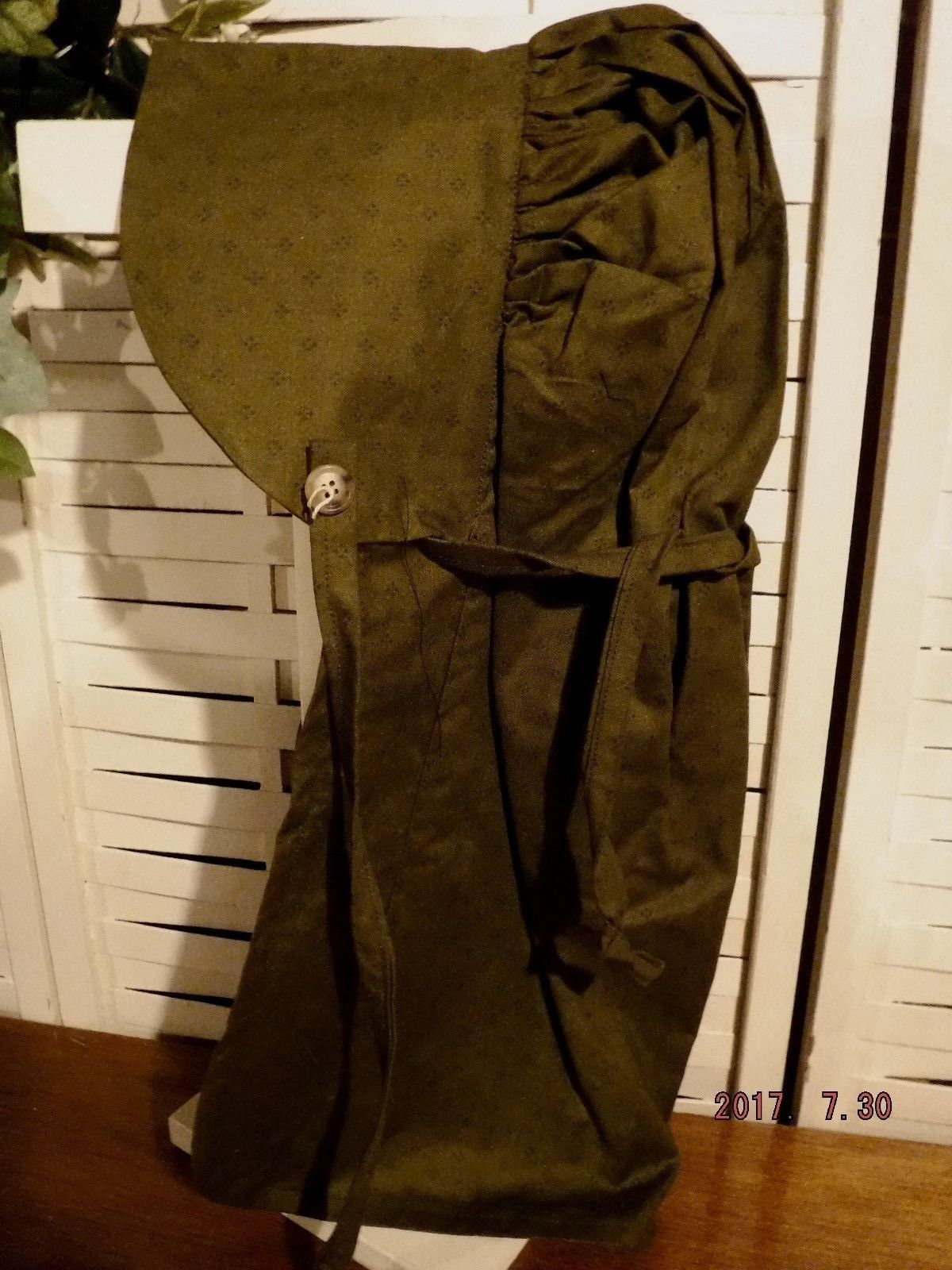 primitive tea stained prairie bonnet olive with black calico cotton ...