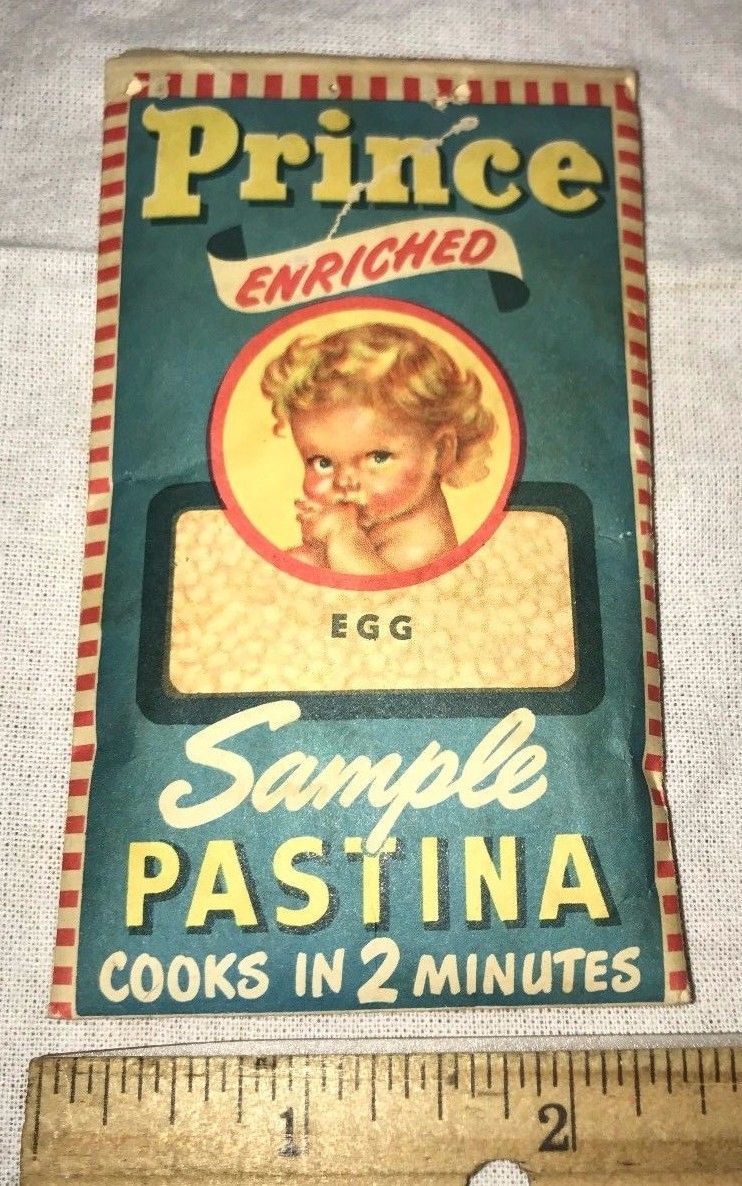 ANTIQUE PRINCE SAMPLE TRIAL SIZE PASTINA EGG PASTA PACKAGE COUNTRY ...