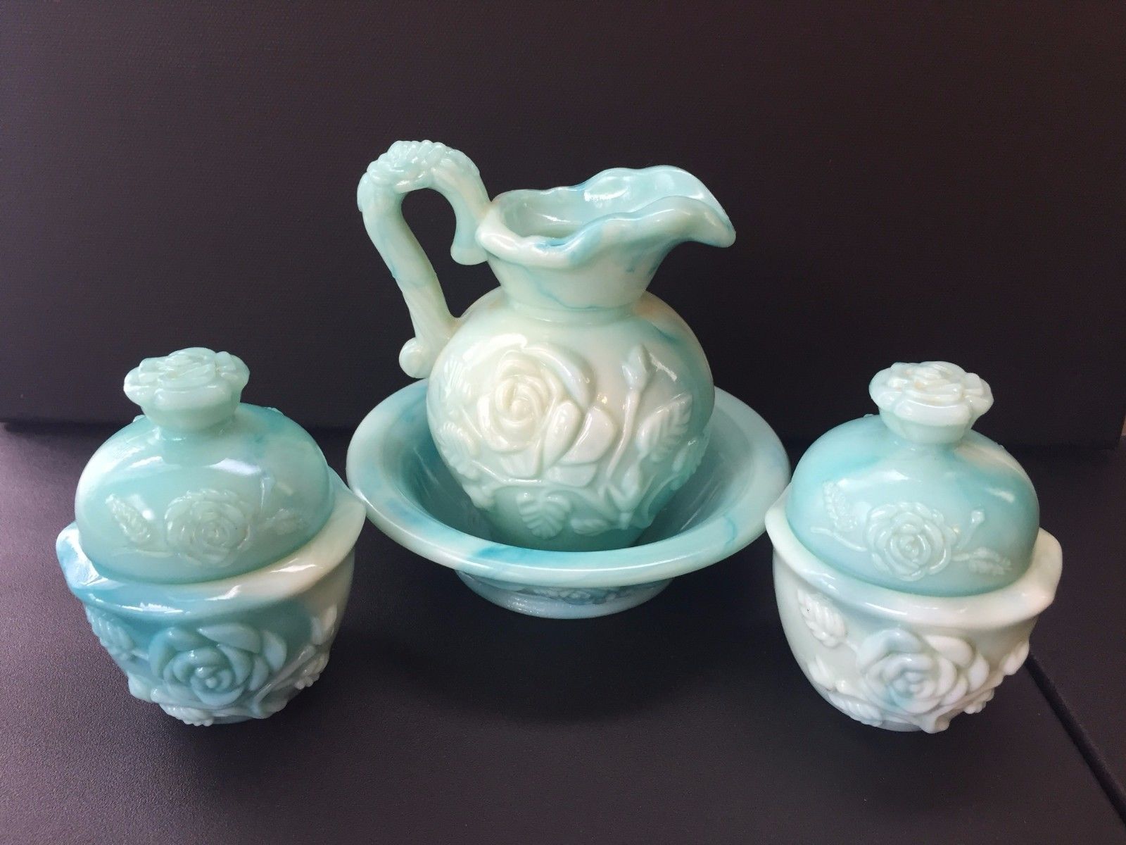 Vintage Avon 3pc set Blue Green Milk Glass -- Antique Price Guide ...