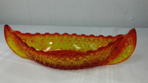 Antique Depression Glass Daisy Button Amberina Canoe Boat Dish 12 Antique Price Guide