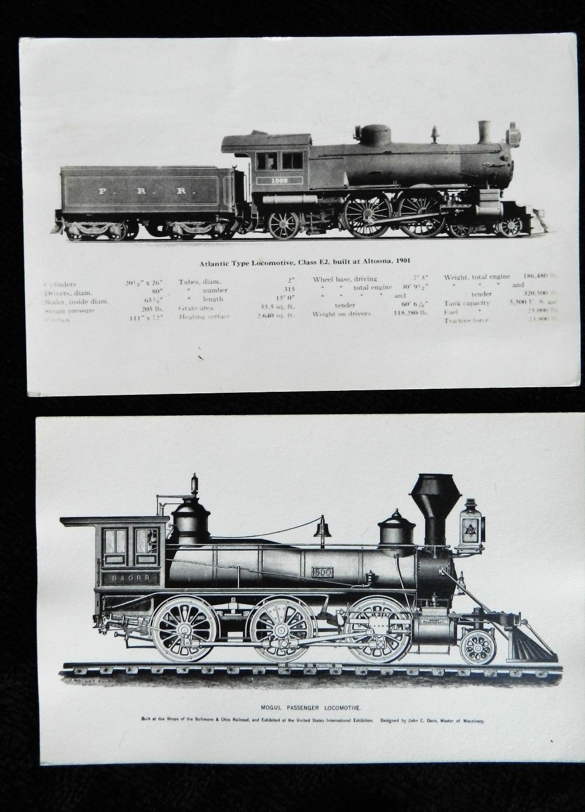 STEAM LOCOMOTIVE TRAIN 2 ANTIQUE RAILROAD POSTCARDs c1930s PRR 1968 B ...