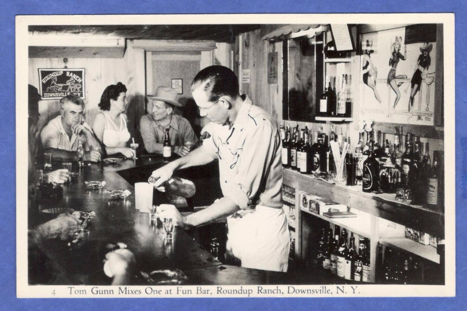 Downsville, NY, Roundup Ranch, Tom Gunn Mixes One At The Fun Bar RPPC ...