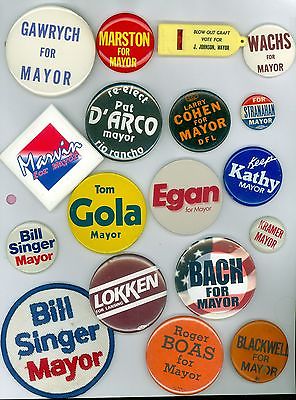 17 Vintage 1960s-90s Mayor Political Pinback Buttons &1 Patch- Singer ...