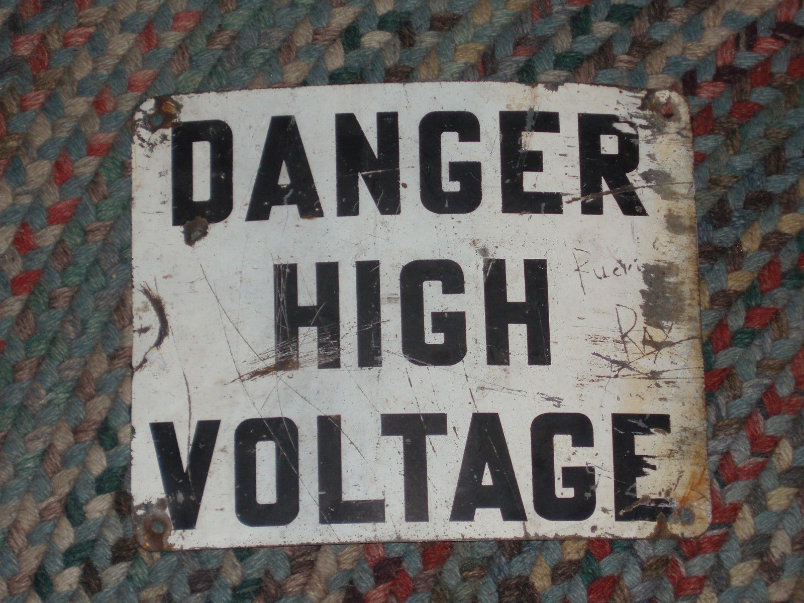 ANTIQUE SIGN BLACK & WHITE DANGER HIGH VOLTAGE VINTAGE COOL SIGN ...