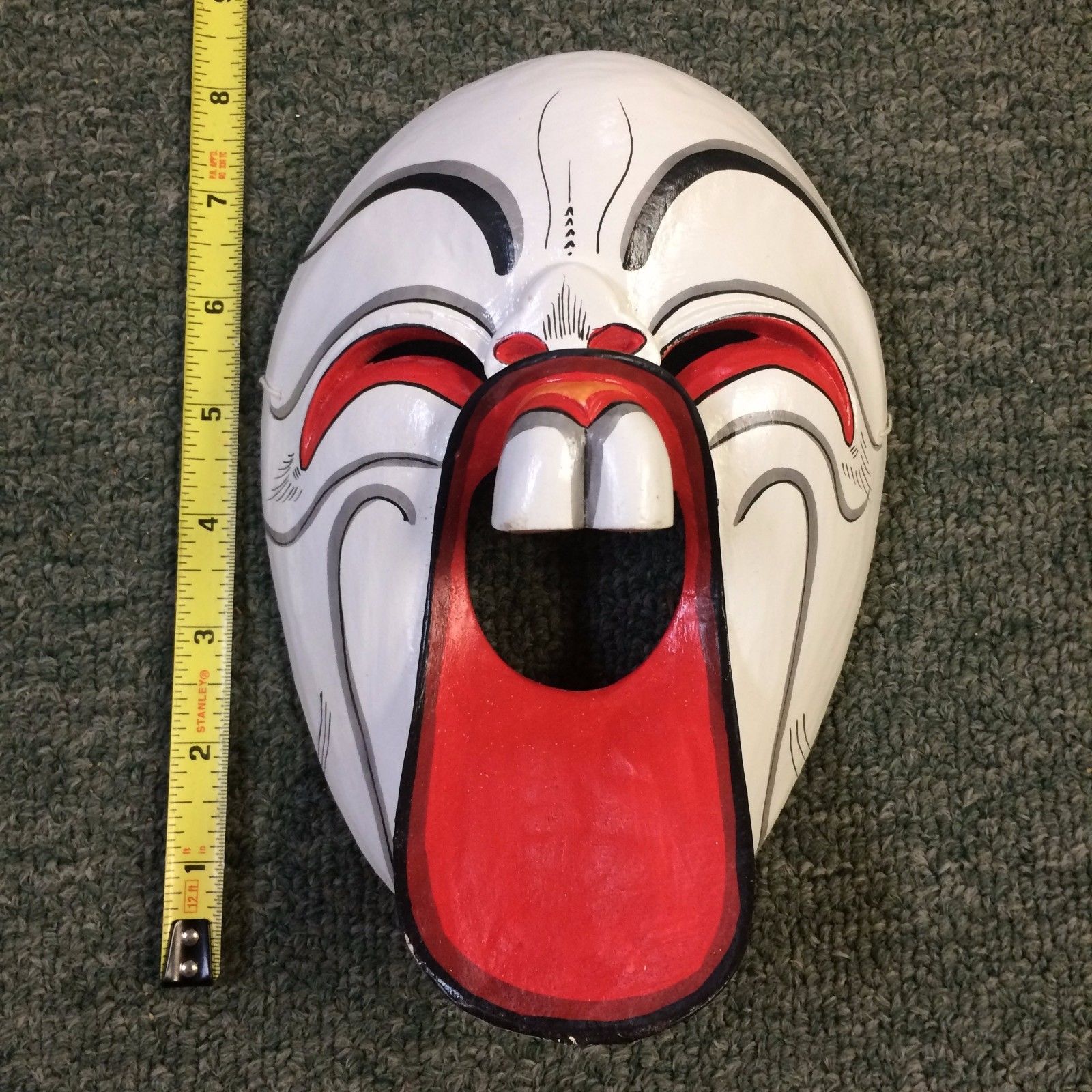 VINTAGE HAND CARVED HAND PAINTED WOODEN FOREIGN MASK ORIENTAL HUGE ...