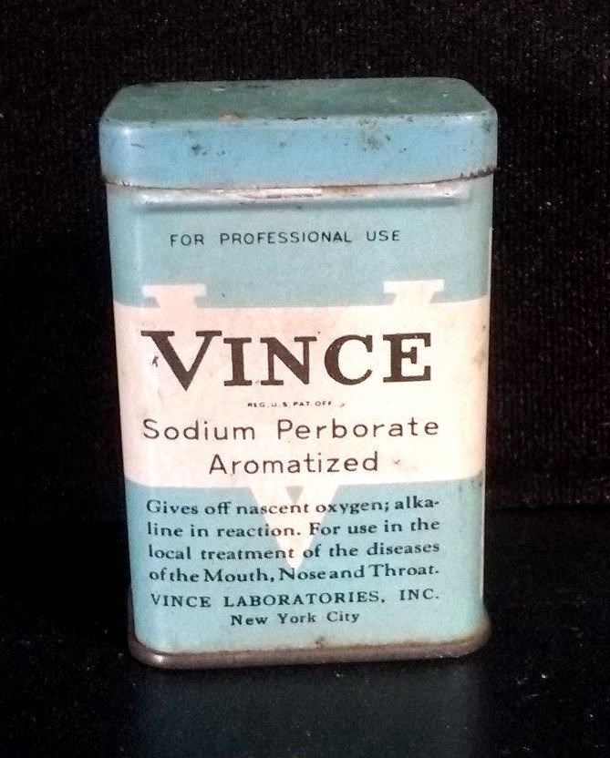 ANTIQUE VTG DENTAL TOOTH POWDER TIN: VINCE BRAND SAMPLE SIZE HEALTH ...