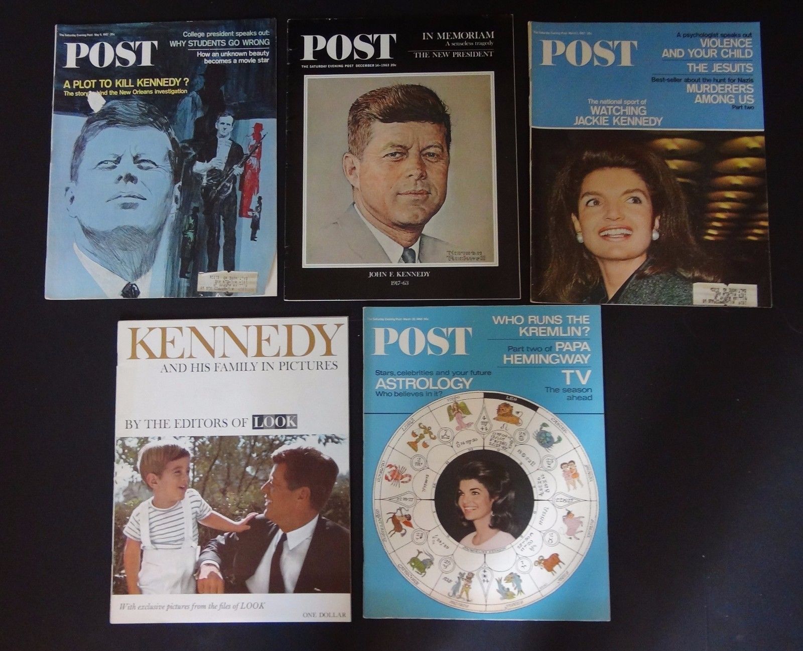 Lot of 5 JFK Post Magazines / Kennedy and His Family in Pictures by Look 1963-67 -- Antique ...