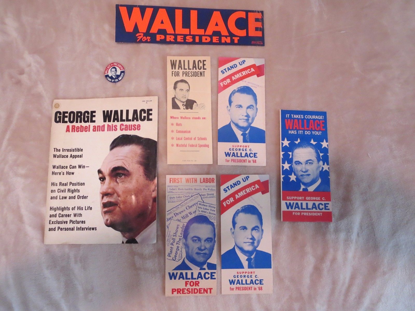 George Wallace Folders, Bumper Sticker and Magazine -- Antique Price ...