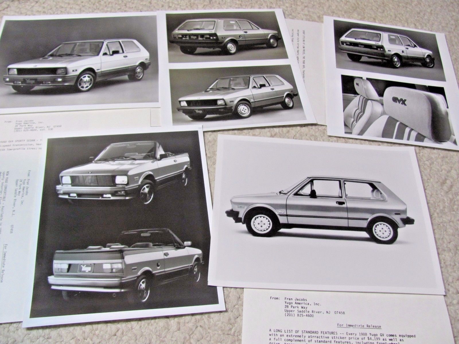 1988 YUGO PRESS PHOTOS (5 DIFFERENT)... rare !!! -- Antique Price Guide ...