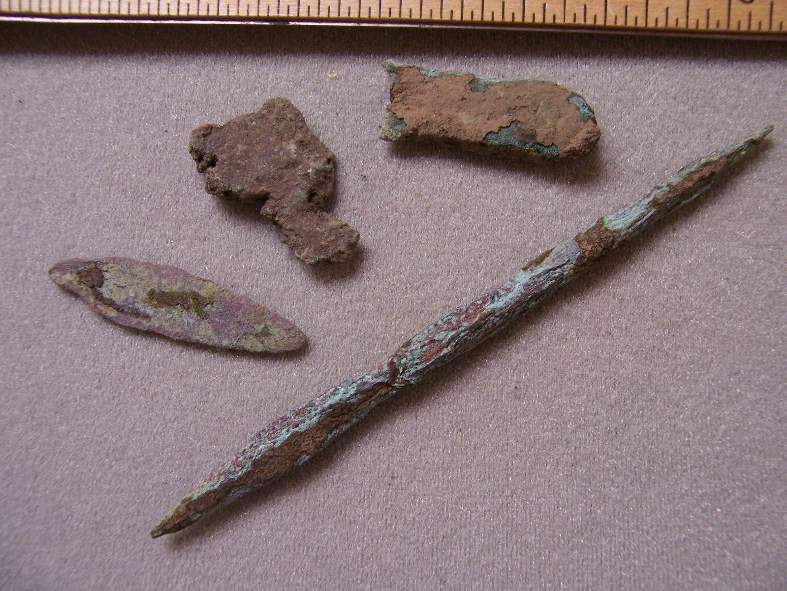Four Authentic Old Copper Culture Artifacts From The Gordon Morris