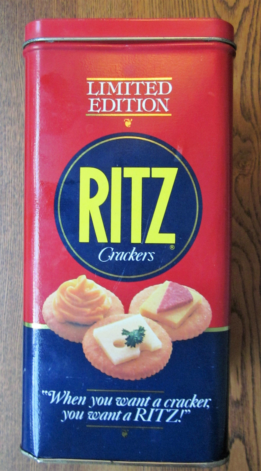 VINTAGE ANTIQUE COLLECTIBLE 1987 RITZ TIN CAN CRACKER CONTAINER LIMITED ...