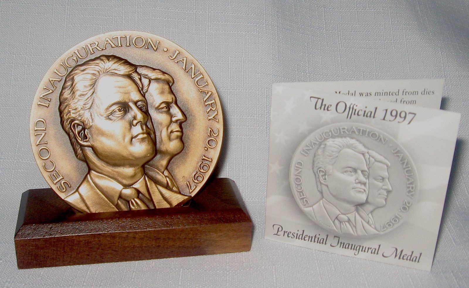 1997 OFFICIAL Presidential Inauguration MEDAL Medallion 2.5" BRONZE ...