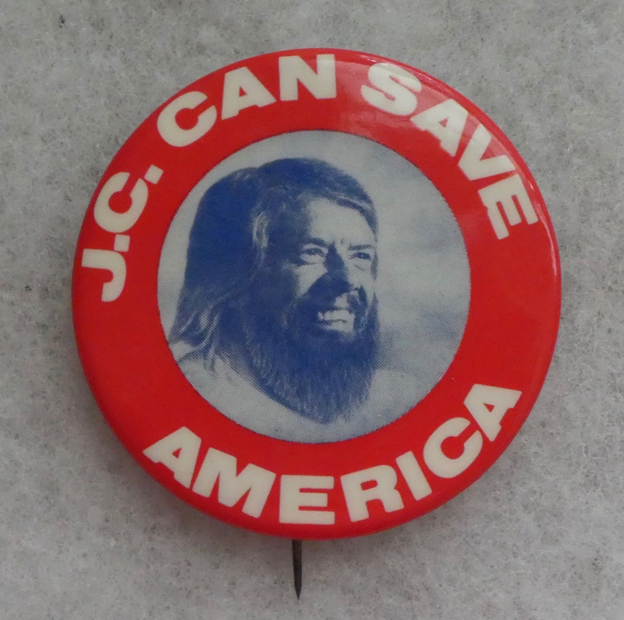 VINTAGE 1976 "J.C. CAN SAVE AMERICA" (CARTER AS JESUS) CAMPAIGN BUTTON ...
