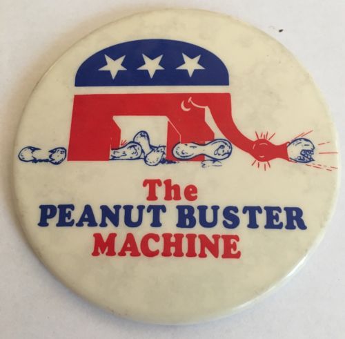 Unique Anti/Carter "Peanut Buster Machine" Pin Button -- Antique Price ...