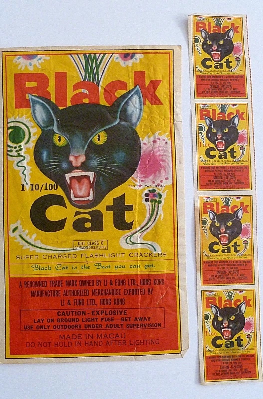 Vintage Black Cat Firecracker Labels -- Antique Price Guide Details Page