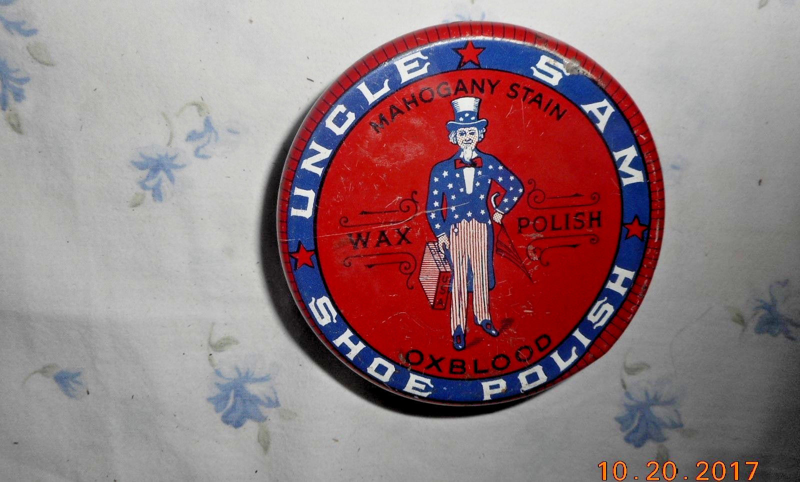 1930 ANTIQUE UNCLE SAM SHOE POLISH TIN CAN THAT YANKEE SHINE GR8 ...