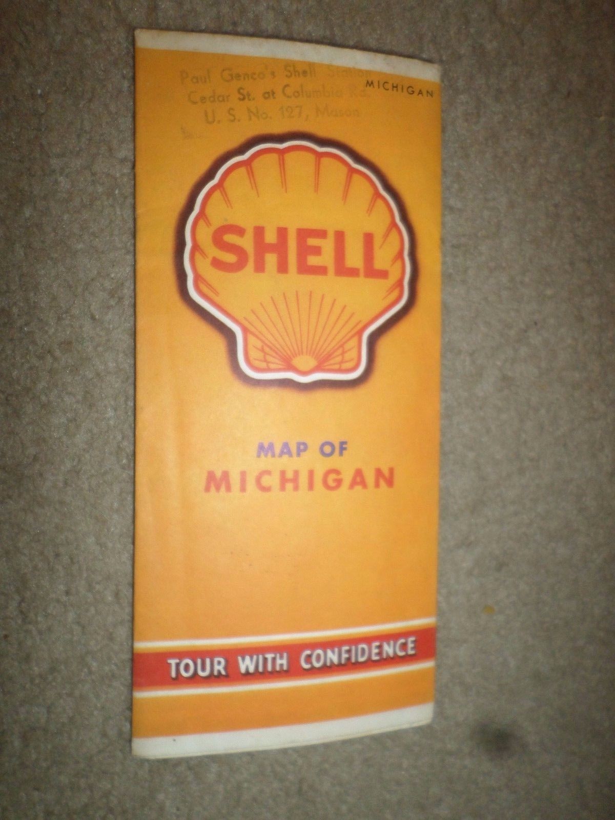 1936 Shell Oil Co. "Road Map of Michigan" Dealer Street Guide ...