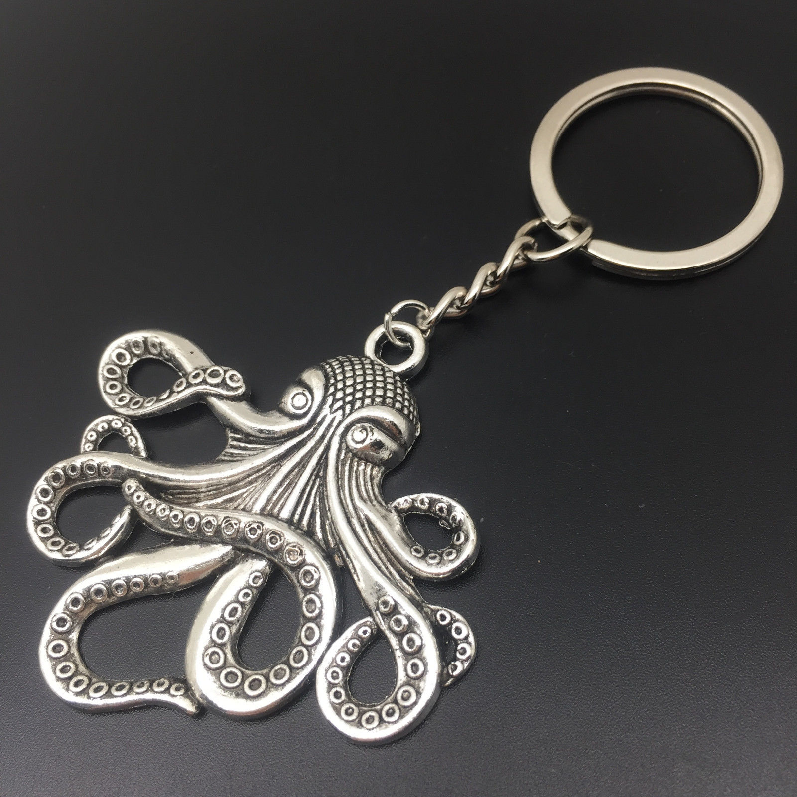 Octopus Key Ring Steampunk Nautical Squid Kraken Pirate antique Silver ...