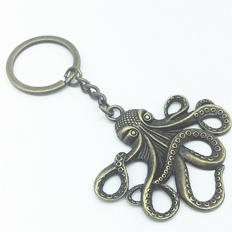 Octopus Key Ring Steampunk Nautical Squid Kraken antique Bronze Jewelry ...