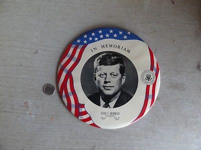 OLD RARE VINTAGE POLITICAL PINBACK HUGE JOHN F KENNEDY IN MEMORIUM 1917 ...