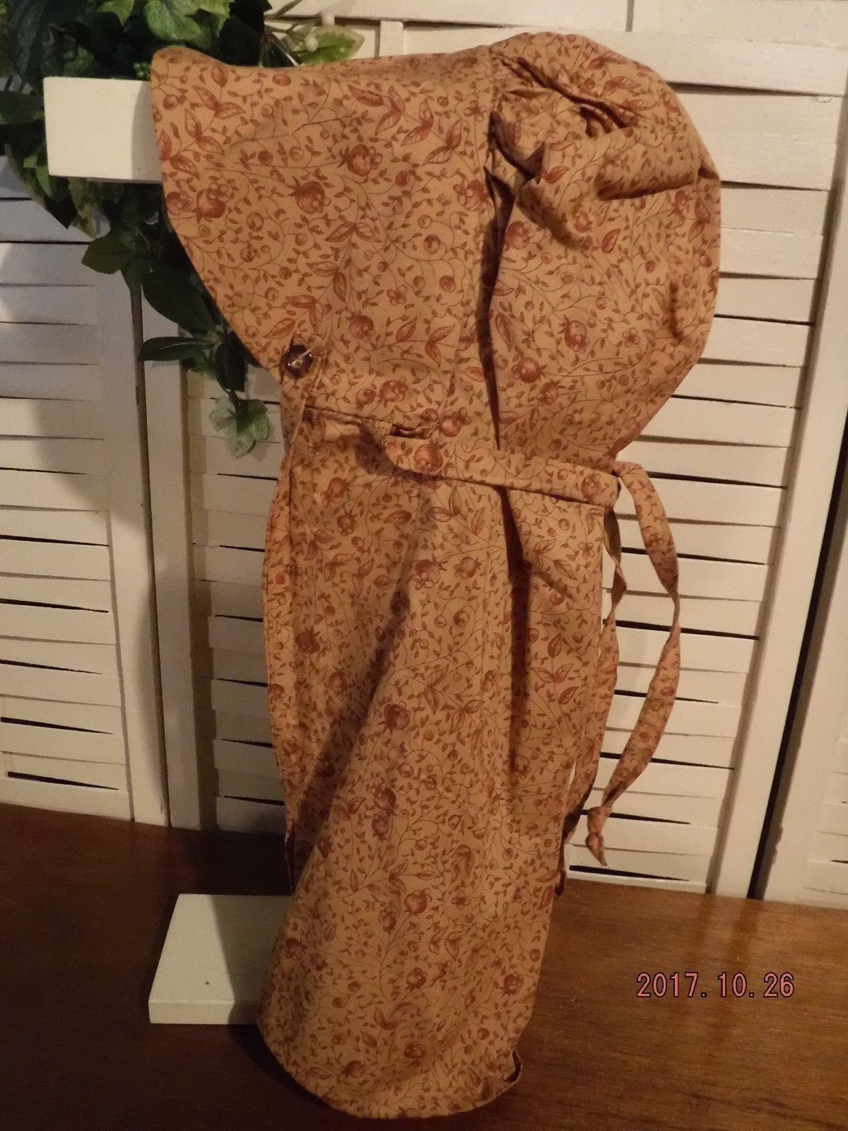 primitive tea stained prairie bonnet pale gold with adobe flowers ...