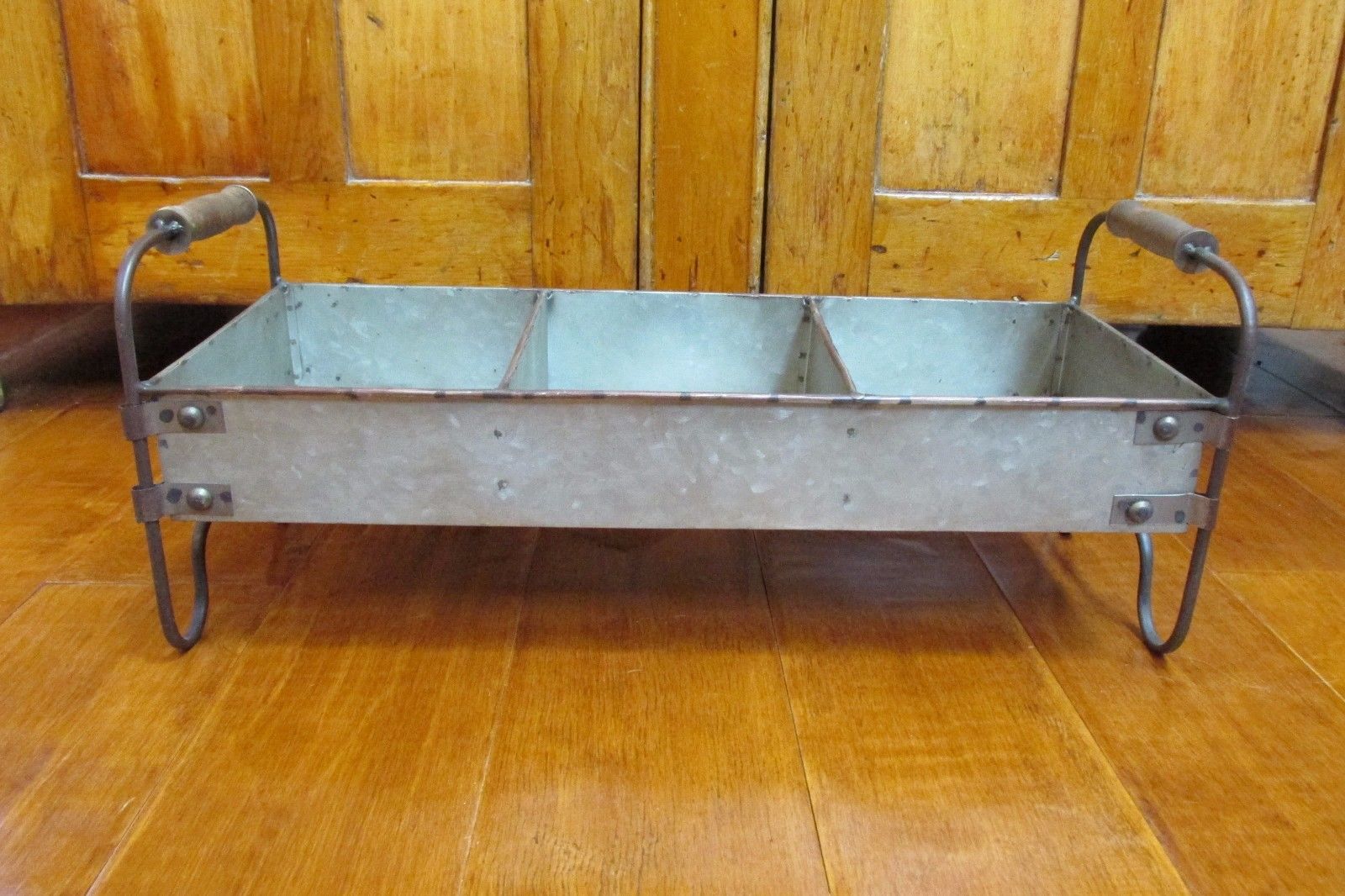 New Industrial Galvanized Metal Divided Bin Caddy Carrier Tote ...