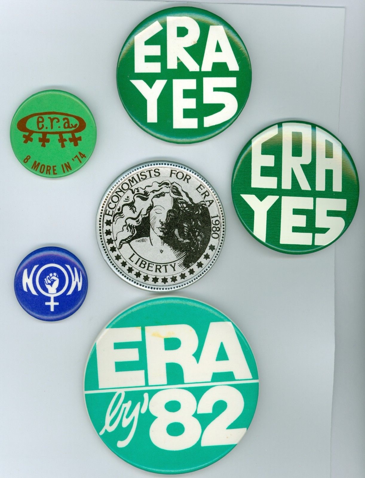 6 Vintage 1970s-80s Equal Rights Amendment Political Cause Pinback ...