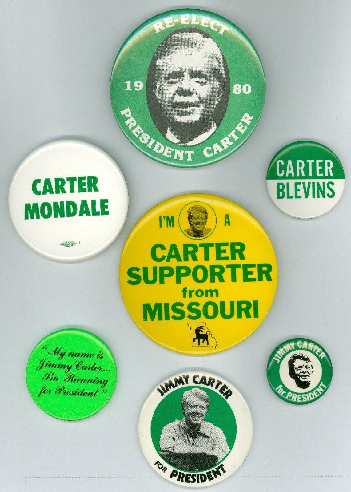7 Vintage 1976-80 President Carter Political Campaign Pinback Buttons ...