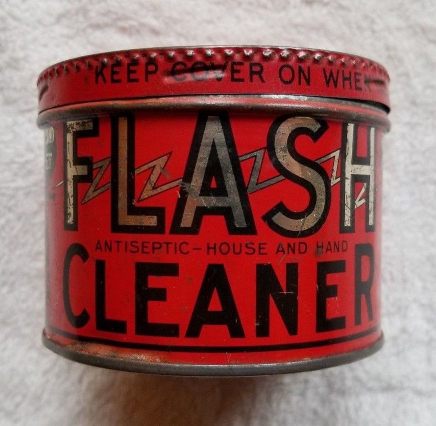 Vintg FLASH Hand and House Cleaner 1 lb Tin. lightning bolt design ...