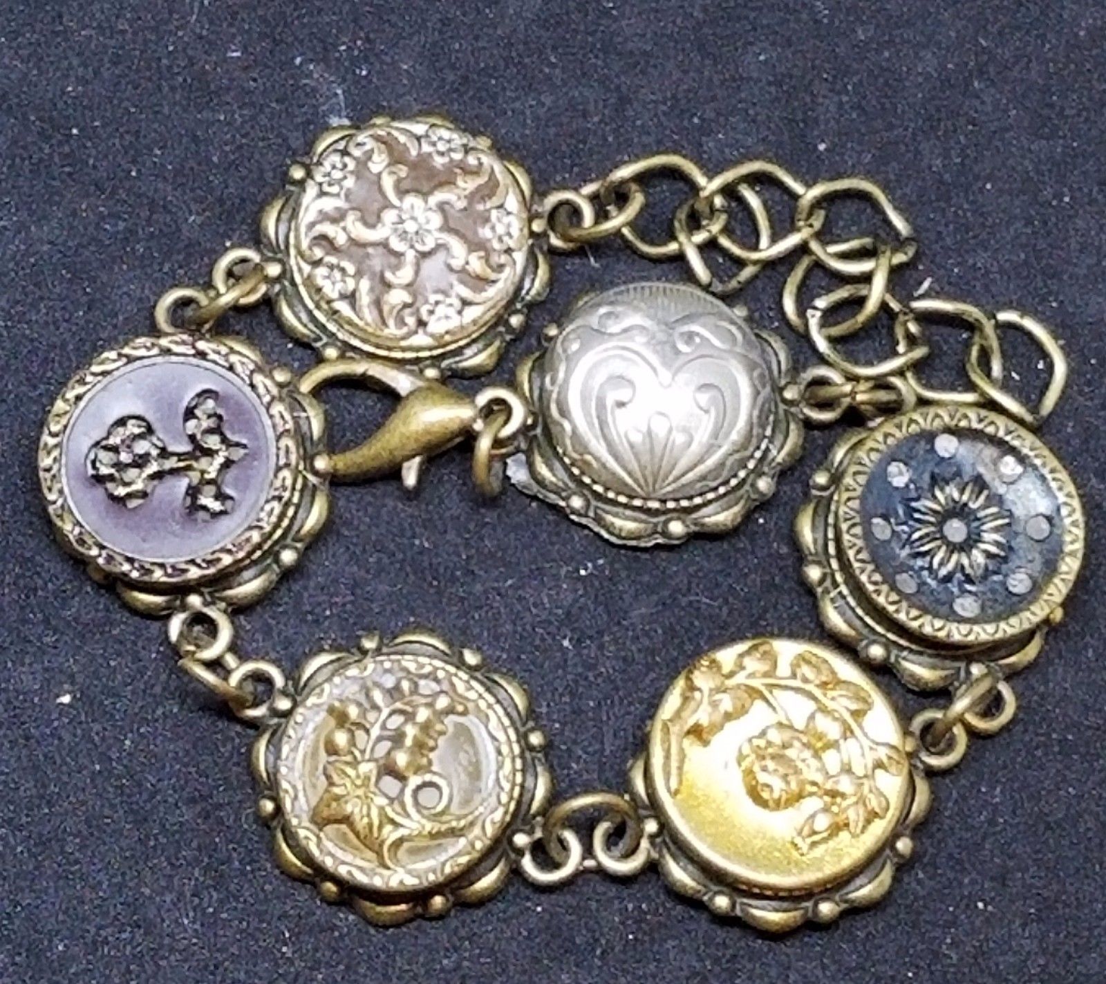 Handmade Antique Button Bracelet White Metal Buttons # 28 -- Antique ...