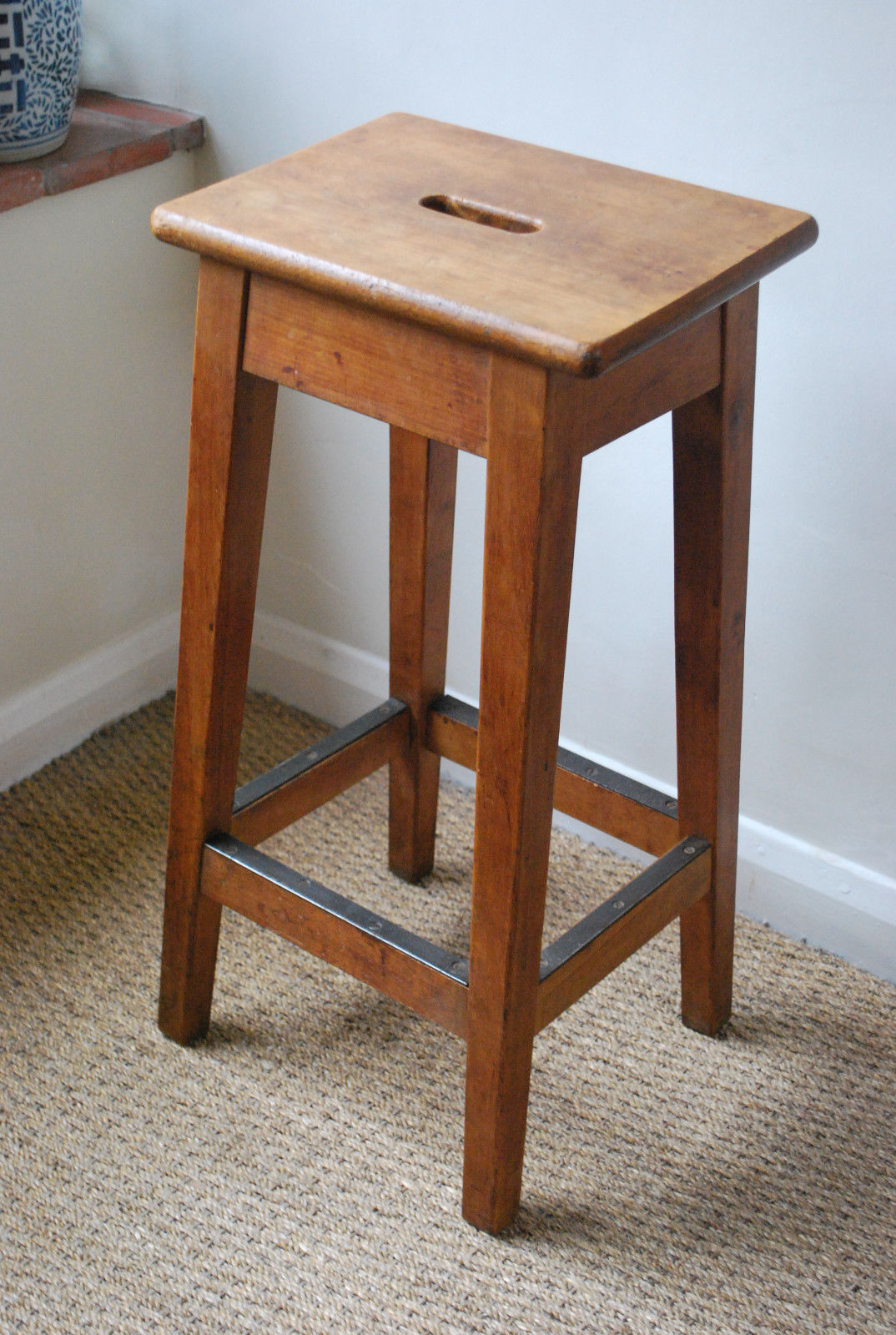 vintage hardwood beech ex lab STOOL -- Antique Price Guide Details Page