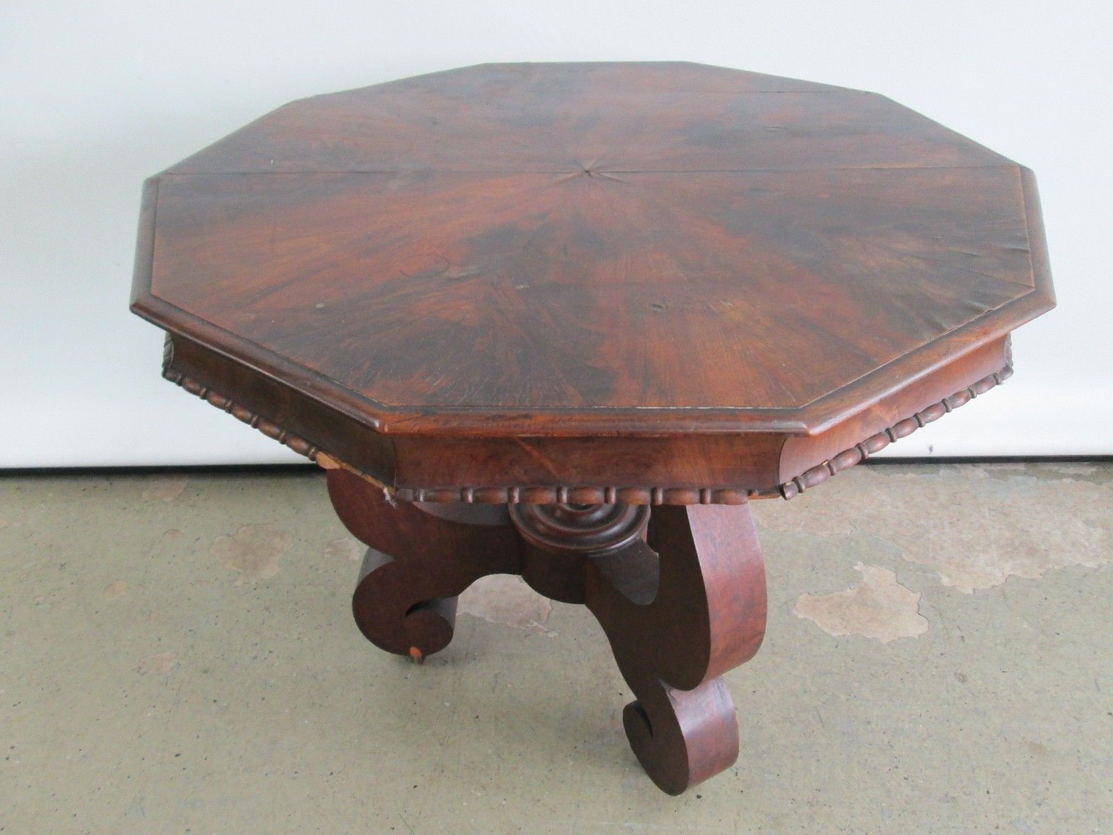 VINTAGE HEXAGON TABLE ACCENT DINING TABLE SOLID WOOD & VENEER 34" X 29 ...