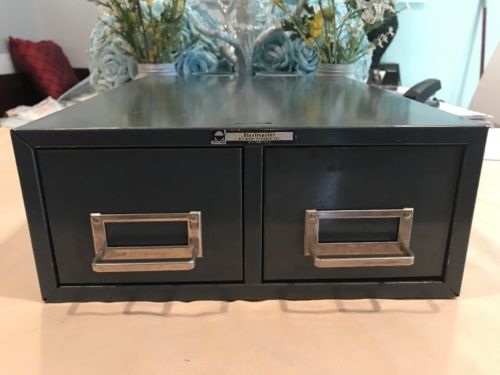 Vintage STEELMASTER 2 Drawer Library Card Catalog Metal Index File ...