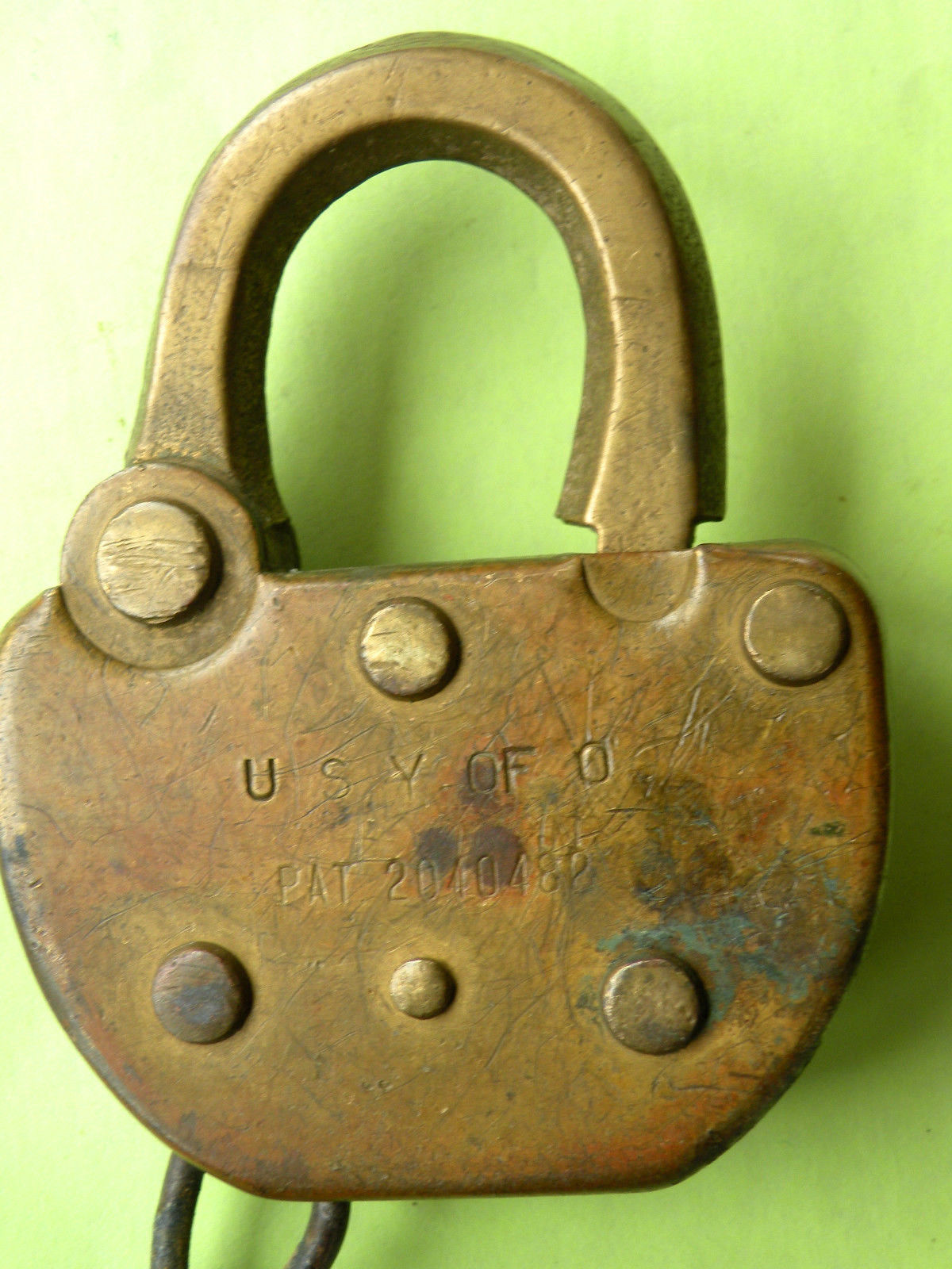 Vintage GIANT Brass Adlake USY Of O Padlock Locked No Key Old Heavy Vintage GIANT Brass Adlake USY Of O Padlock Locked No Key Old Heavy