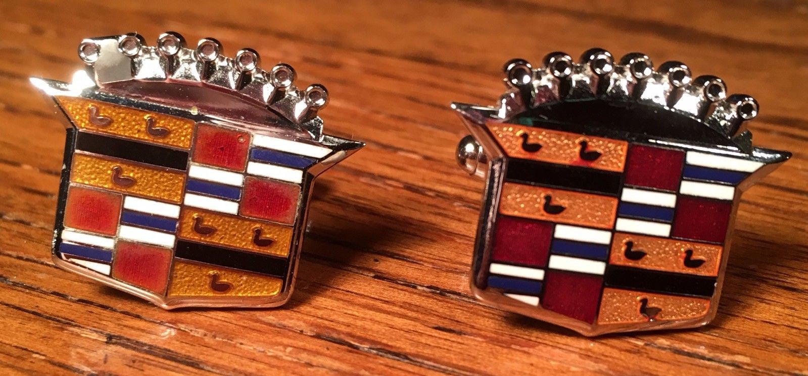 Cadillac Crest Cuff-link Set Old Design silver tone -- Antique Price ...