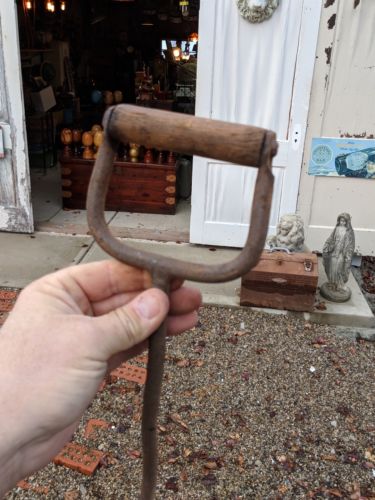 BARN FIND!Vintage Antique Steel Hay Bale Hook Wood Handle Rustic Farm ...