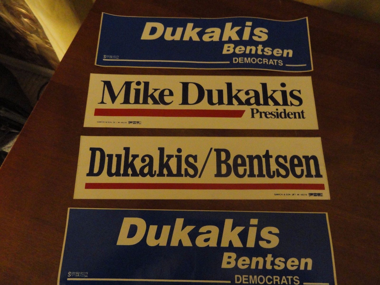 Dukakis/Bentsen (4) Vintage 1988 Presidential Election Bumper Stickers ...