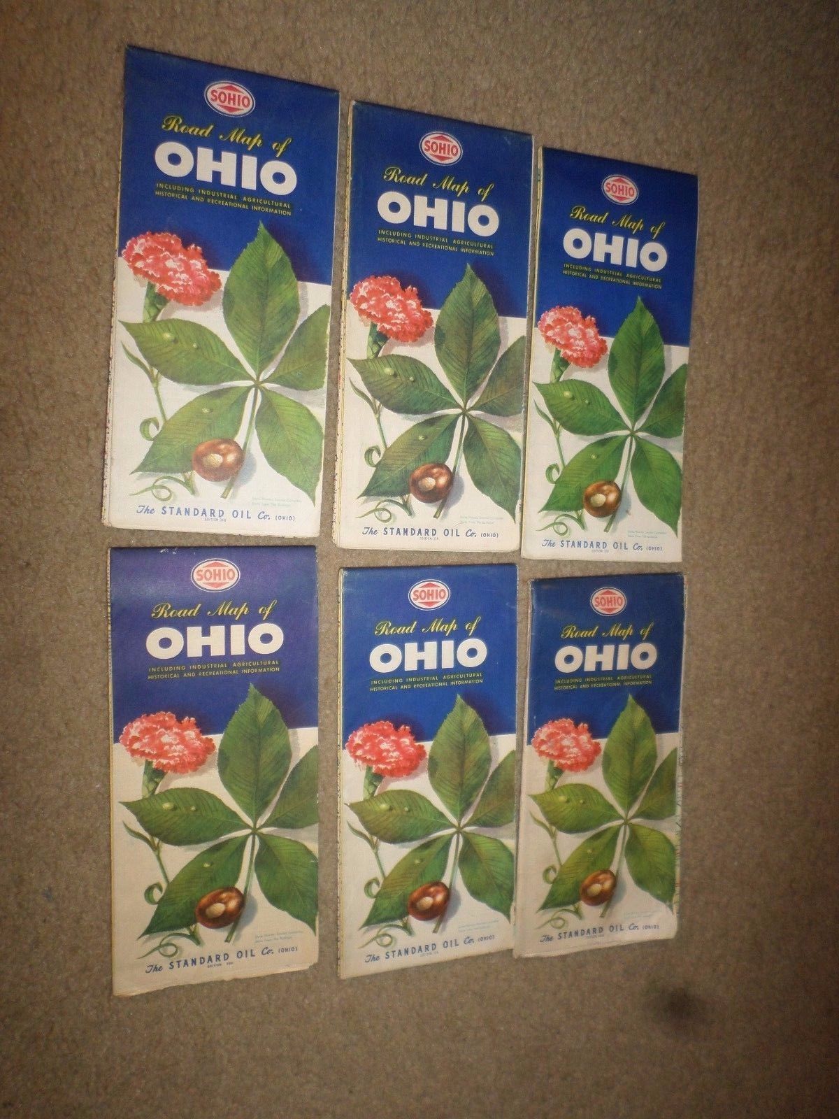 LOT 6--c.1950 Standard Oil Co. Sohio "Road Map of Ohio" Dealer Road ...