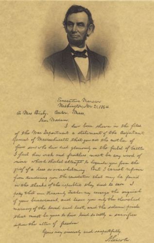 President Lincoln Letter to Mrs Bixby Commemorative Art Print Brady ...