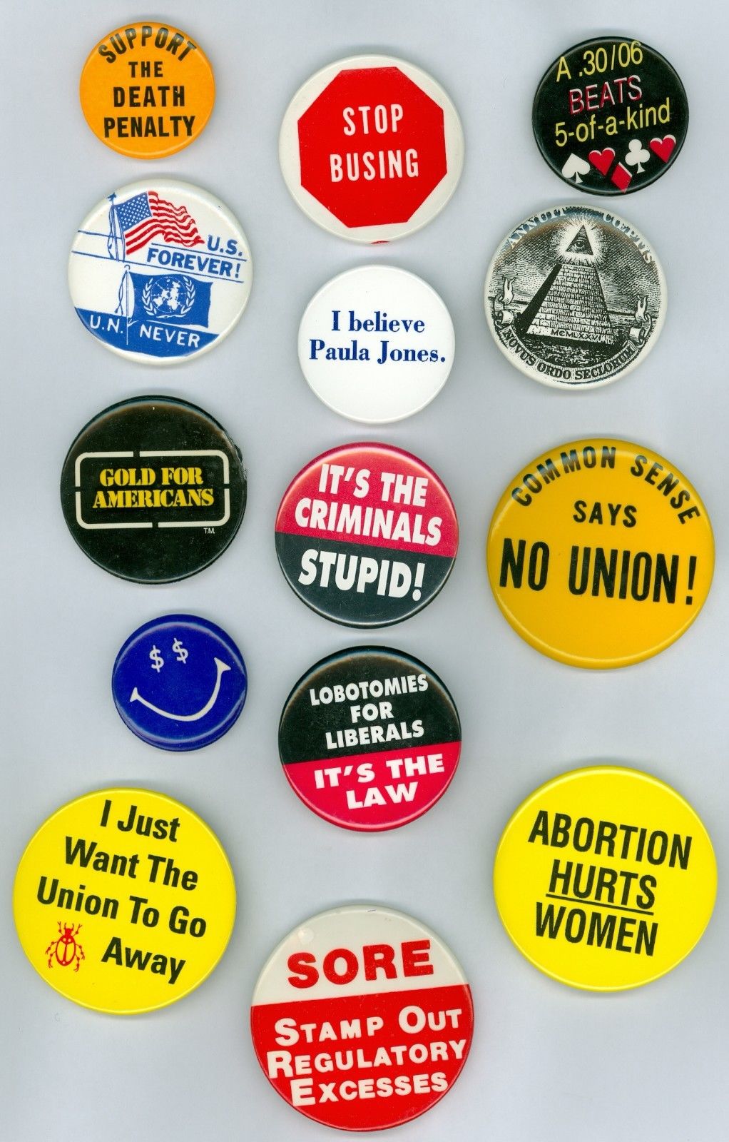 14 Vintage 1960s-80s Right Wing Political Protest Cause Pinback Buttons ...