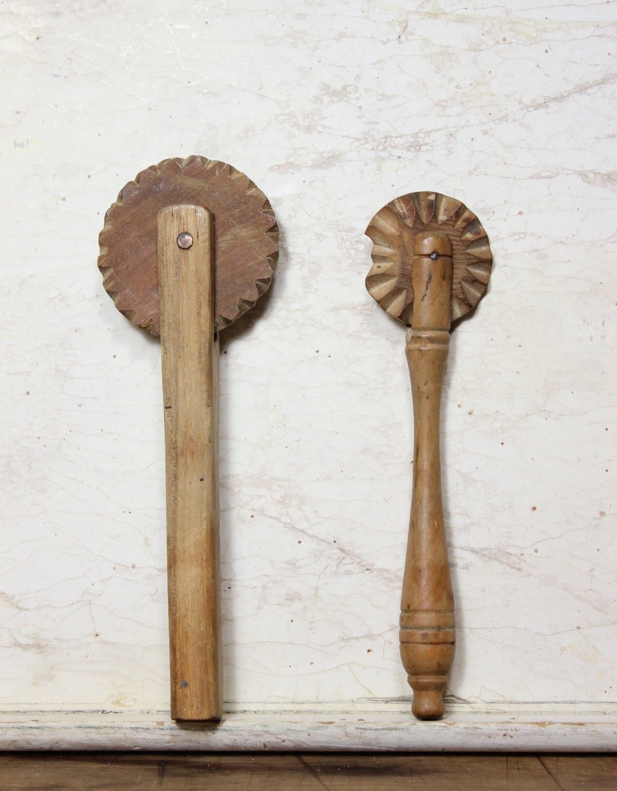 2 Classic Antique Hand Carved Pie Crimper / Jagging Wheel Circa 1900 ...