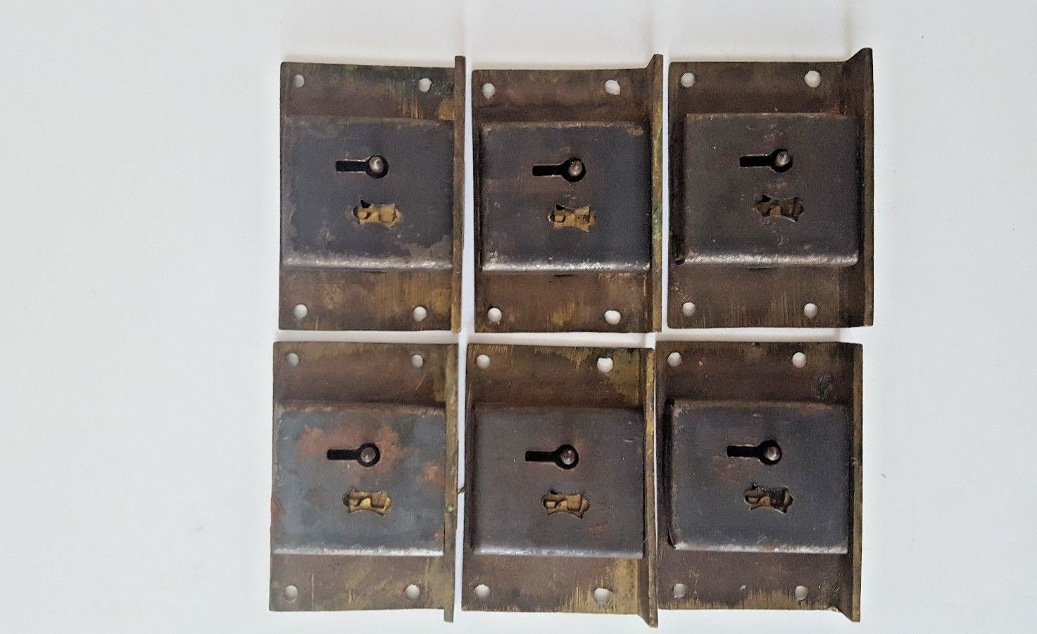 Antique Set of Six Lever Brass Furniture Drawer Locks -- Antique Price ...