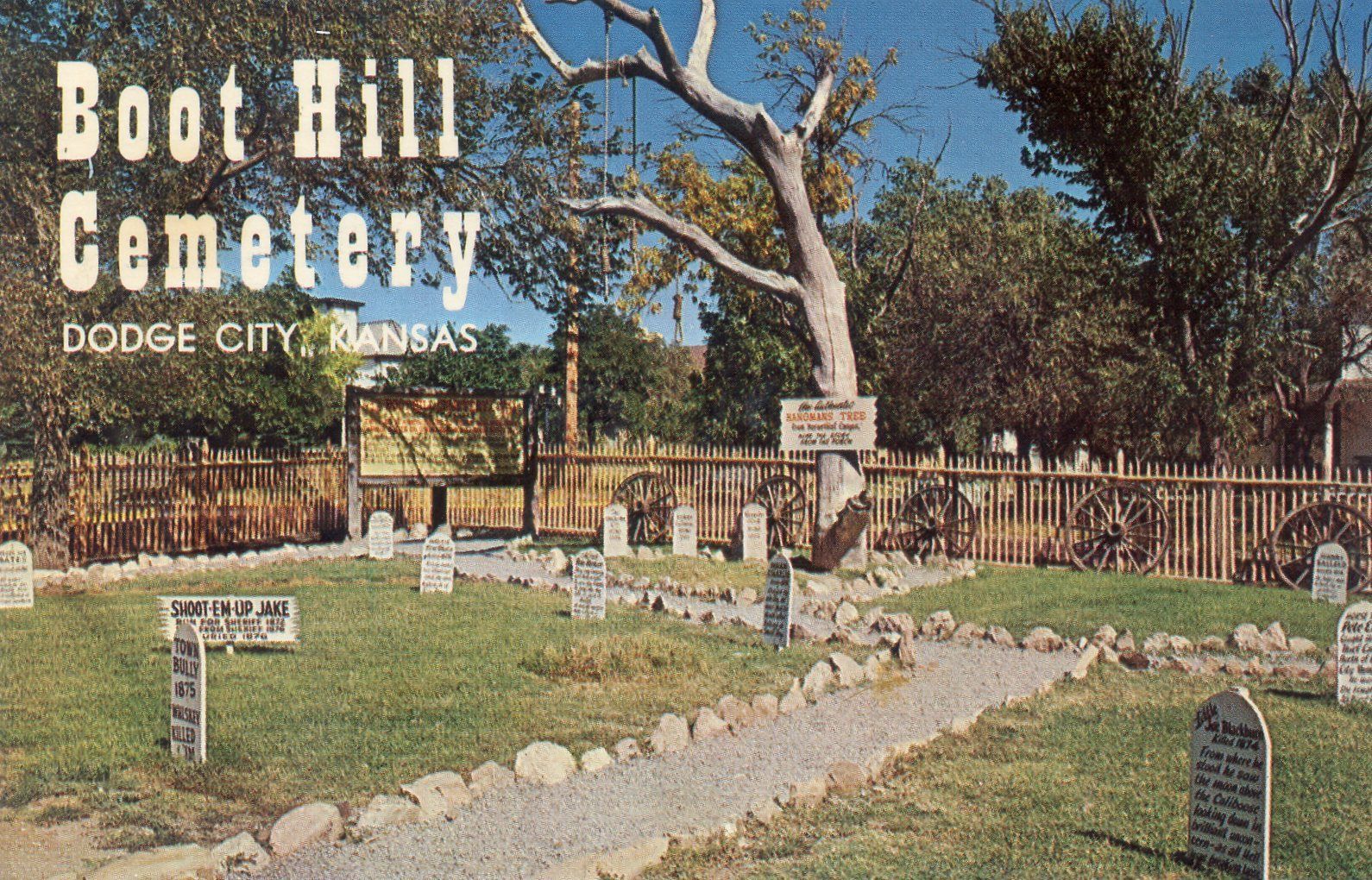 Dodge City Kansas KS, vintage postcard, Boot Hill Cemetery, buried in ...