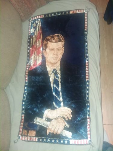 JFK JOHN F KENNEDY 1960s TAPESTRY RUG WALL HANGING MADE IN ITALY ...