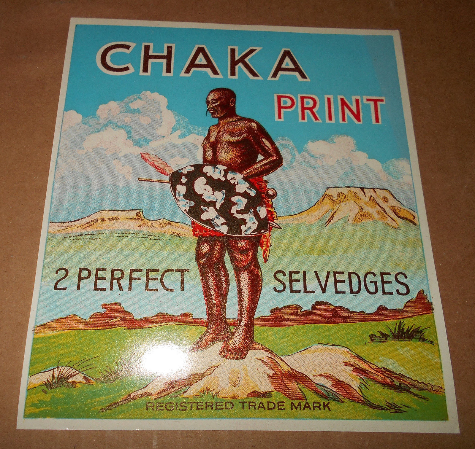 Chaka (Zulu) Large Fabric Bale Label -- Antique Price Guide Details Page