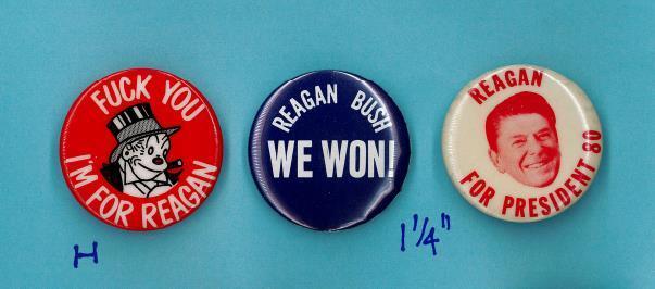 Ronald Reagan pinback campaign badge pin Lot H -- Antique Price Guide ...